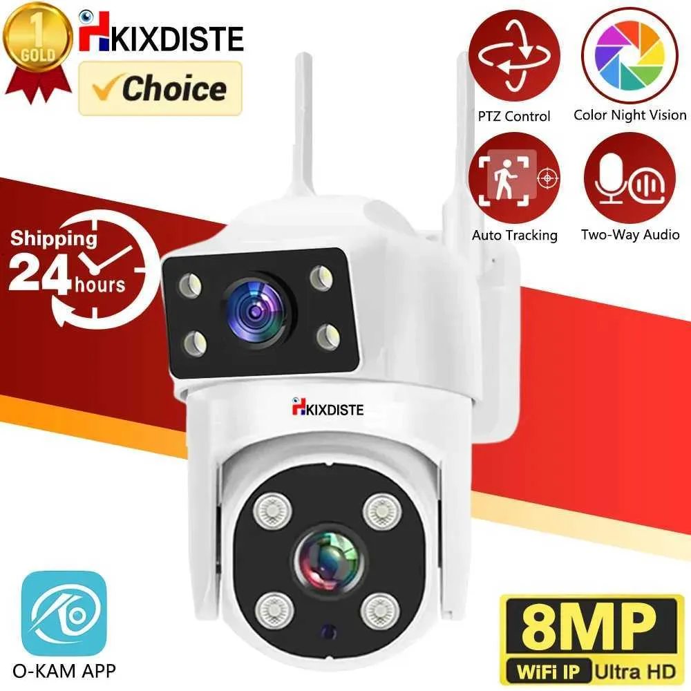 O-KAM 4K 8MP Dual Lens WiFi PTZ Camera with Color Night Vision and ...