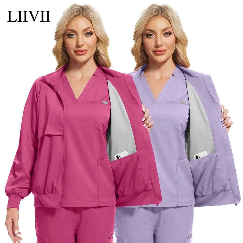 Surgical Uniforms Zipper Scrub Jackets Long Sleeve Nursing Tops For Men ...