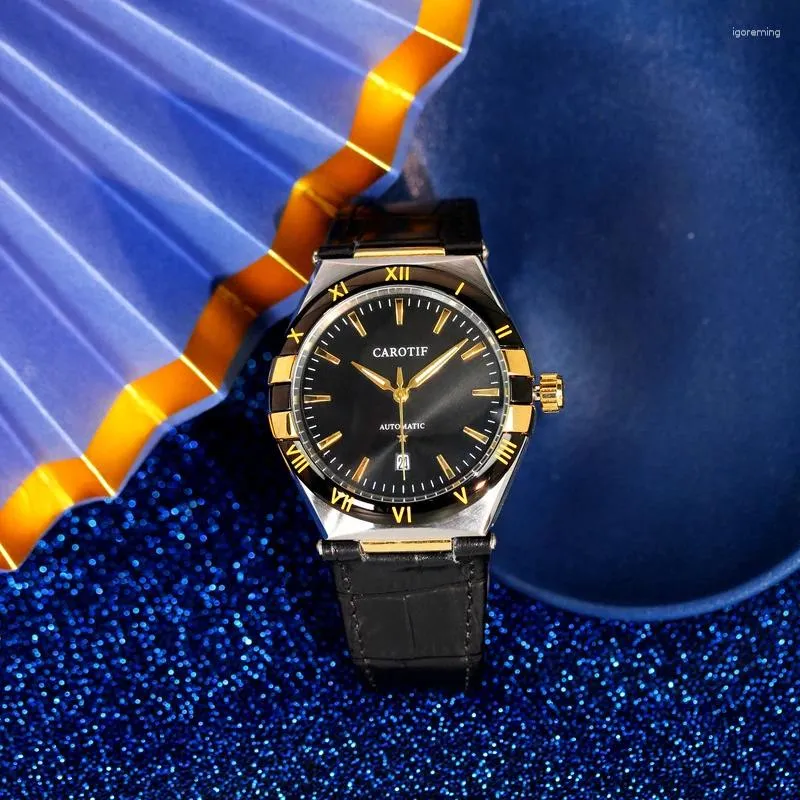 Men's Wristwatch with Red Leather Band Under 10 mm, Oval Resin Case ...