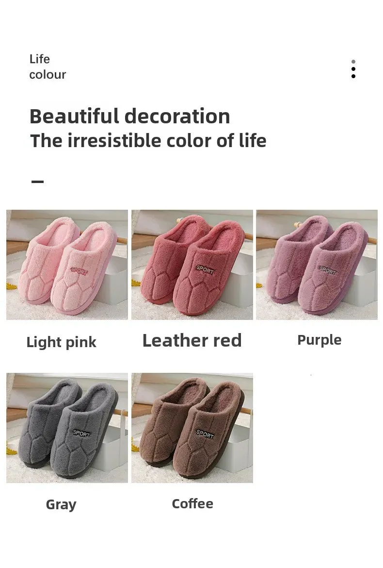 Winter Plush Slippers for Men - Thick Sole Anti-Slip Fleece-Lined ...