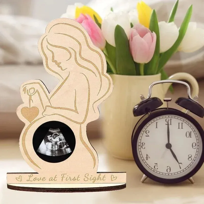 Baby Ultrasound Photo Frame Wood Infant Sonogram Picture Album Gift for ...