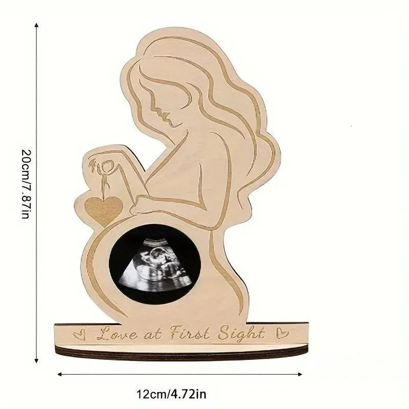 Baby Ultrasound Photo Frame Wood Infant Sonogram Picture Album Gift for ...