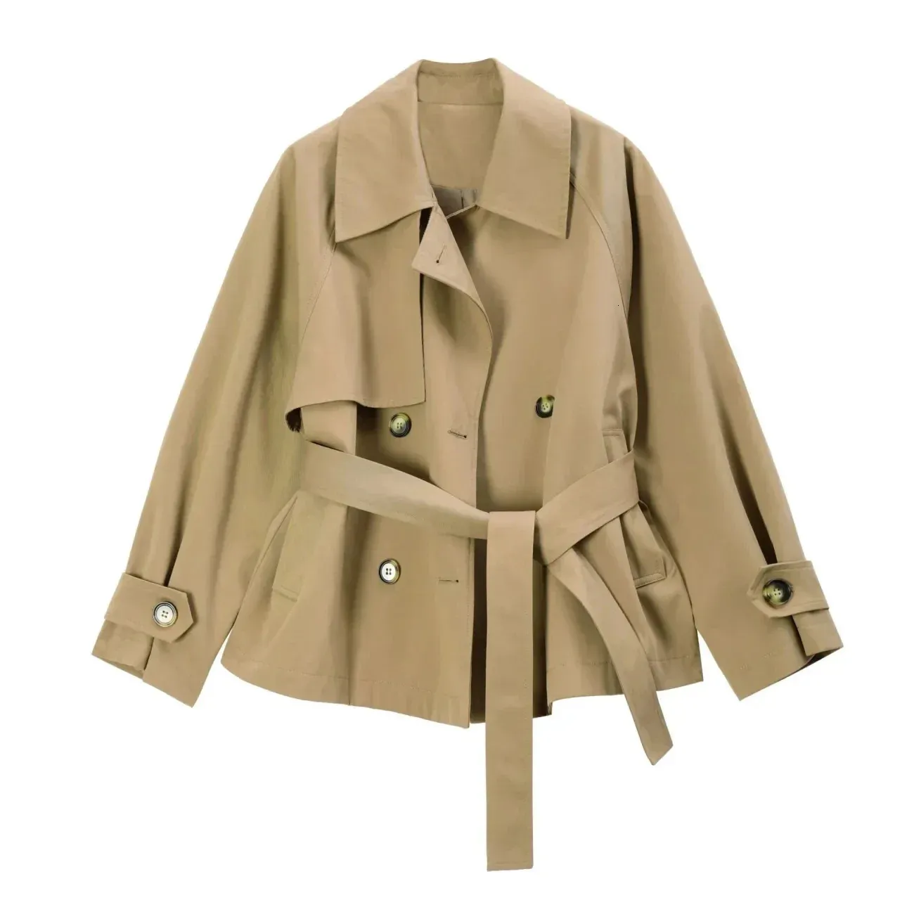 2025 Spring Autumn Women Double Breasted Short Trench Coat with Belt ...