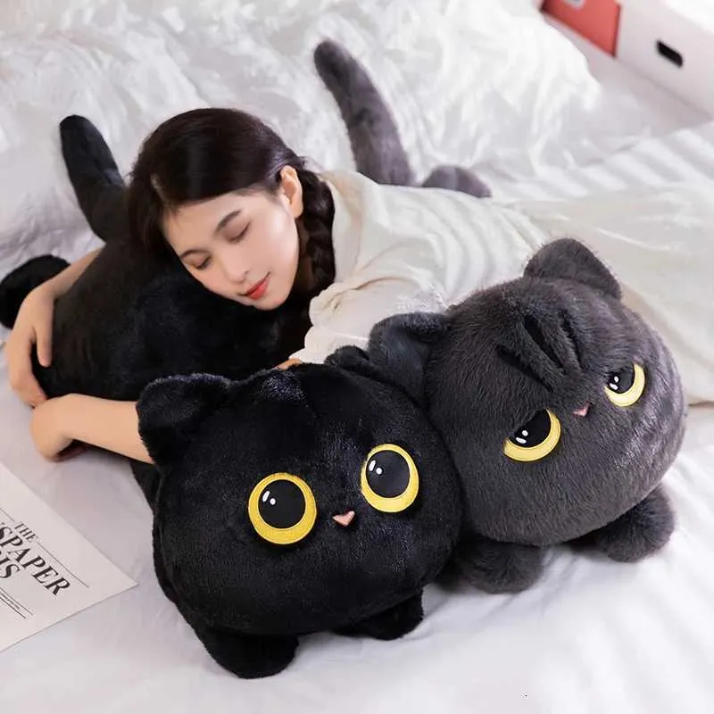 50-90cm Black Cat Plush Toy Doll Large Cuddly Pillow Cushion Stuffed ...