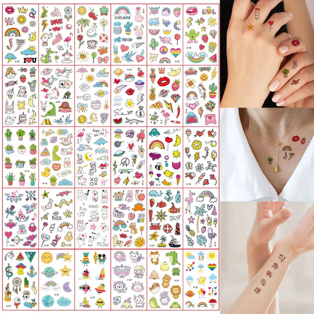 251030 Cute Cartoon Temporary Tattoos Waterproof Hand & Finger Tattoo ...