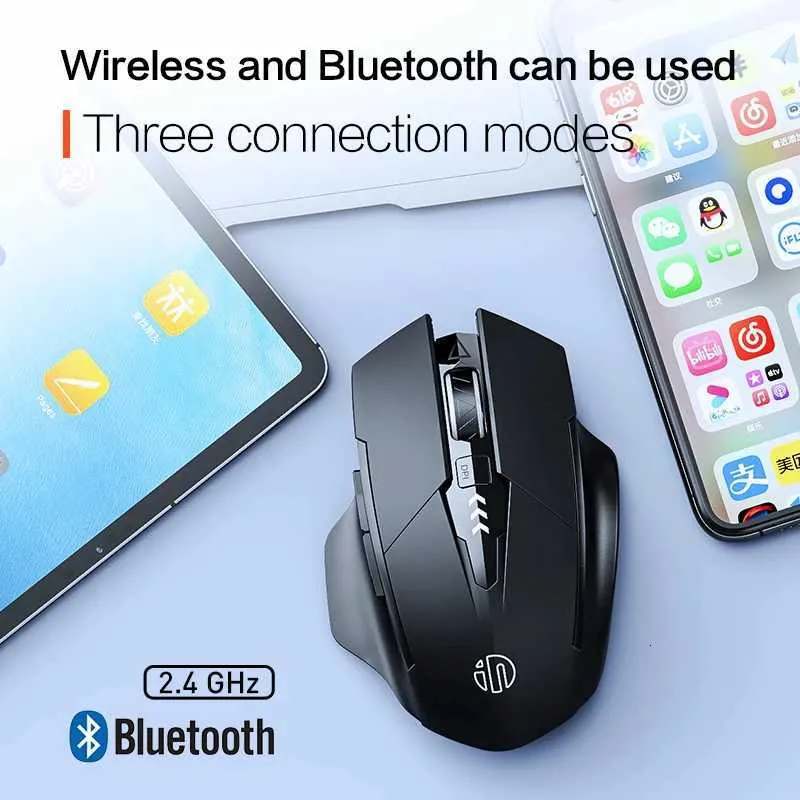 INPHIC A1 Wireless Bluetooth Mouse Tri Mode Rechargeable Silent Button ...