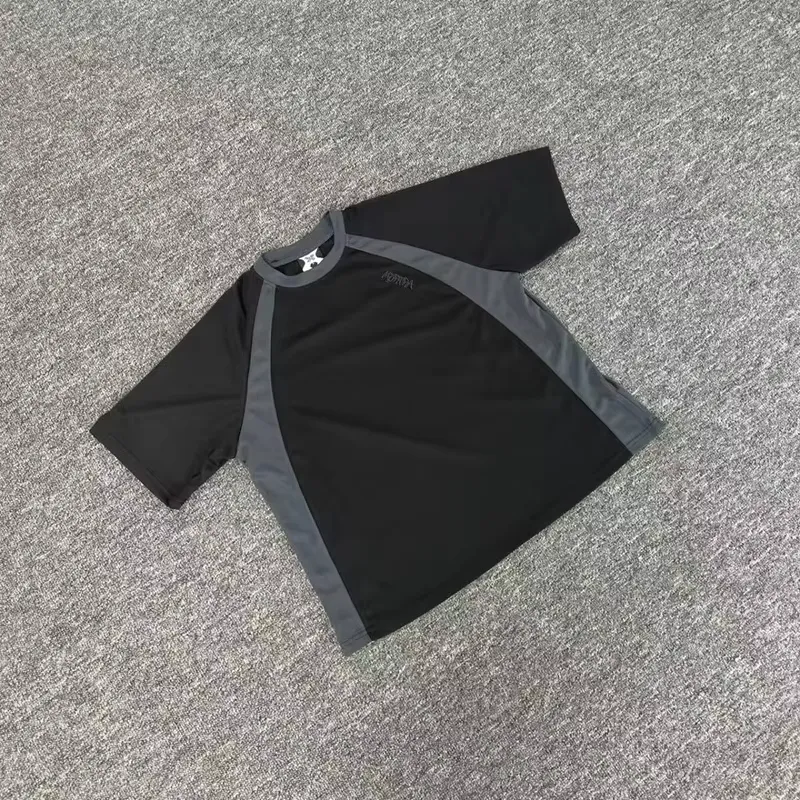 26SS Unisex Cotton Blend Short Sleeve Mesh Patchwork T Shirt with ...