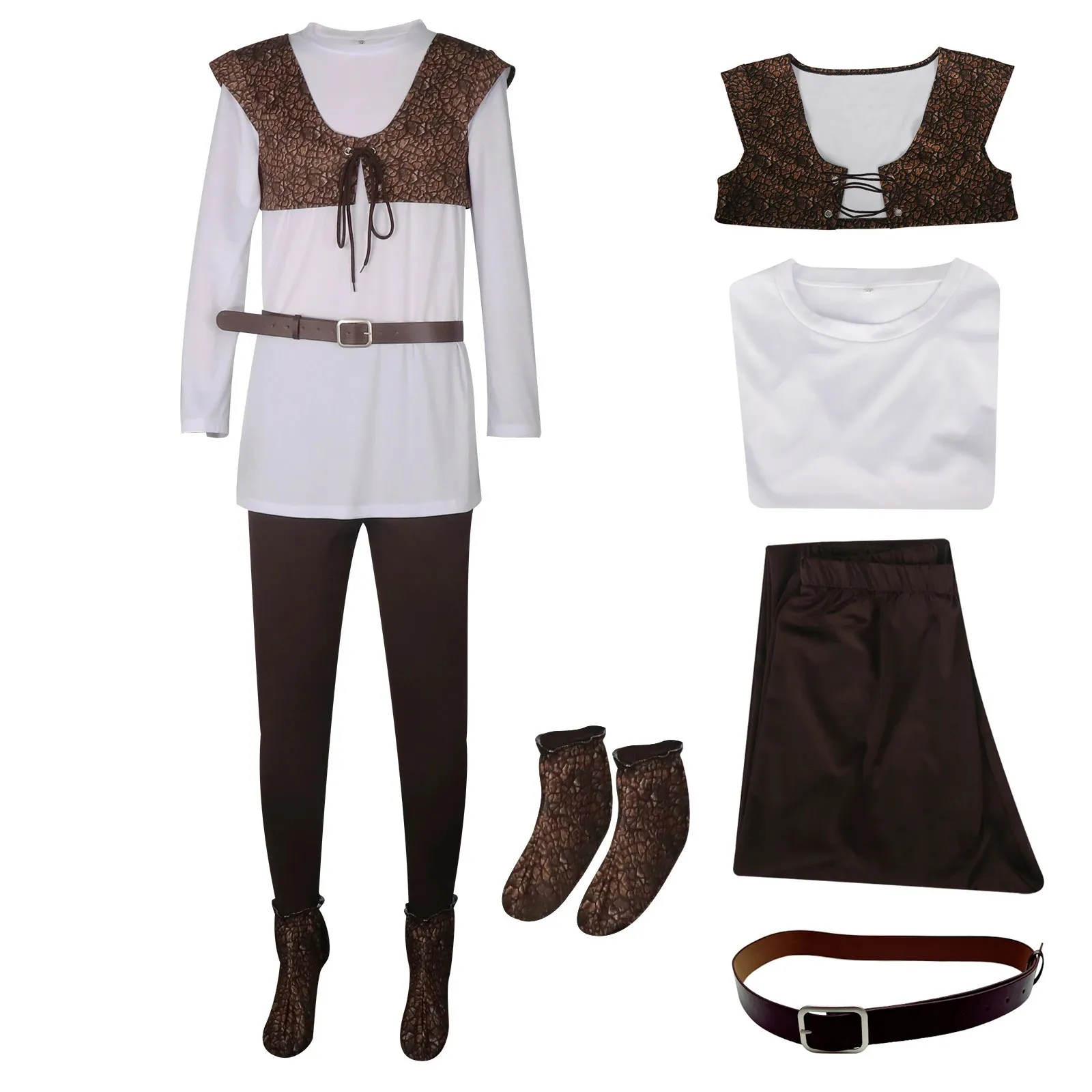 Shrek Cosplay Costume Mens Clothing Shirt Vest Pants Full Set Halloween ...