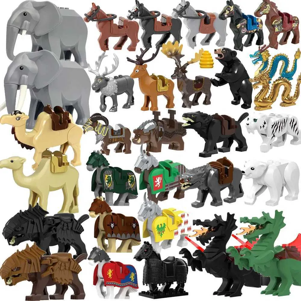 Medieval Castle Knight Building Block African Animal Elephant Tiger ...