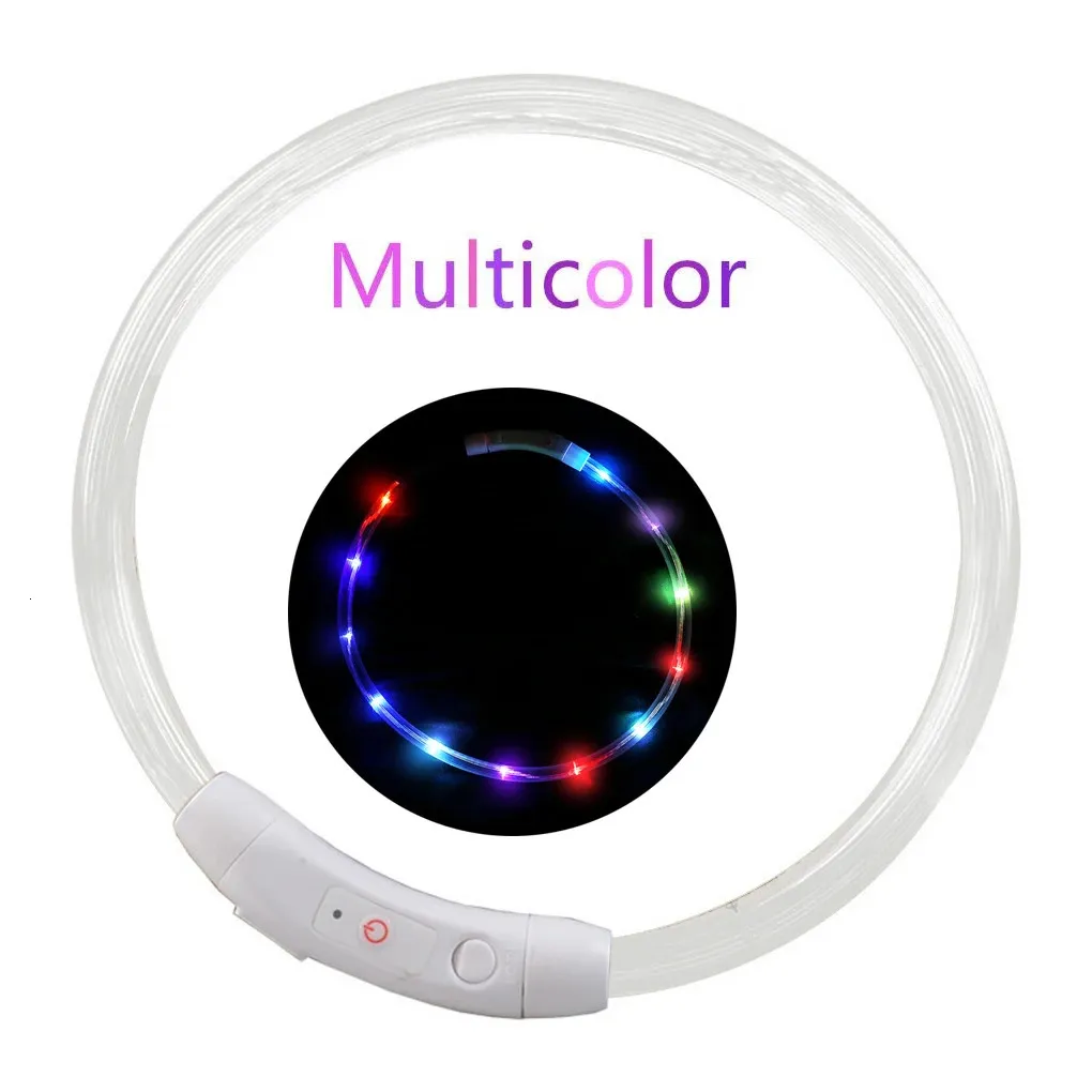 LED Glowing Dog Collar Rechargeable USB Charging Multicolored 50 cm ...
