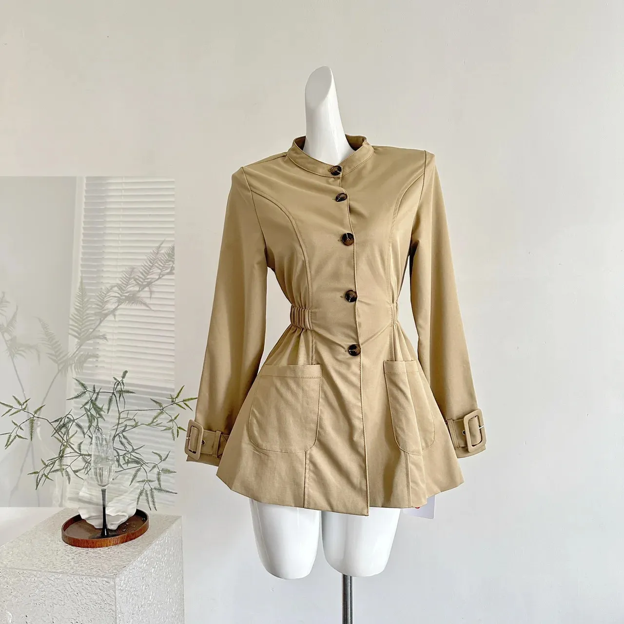 Womens Korean Style Winter Trench Coat Set with Detachable Cape and ...