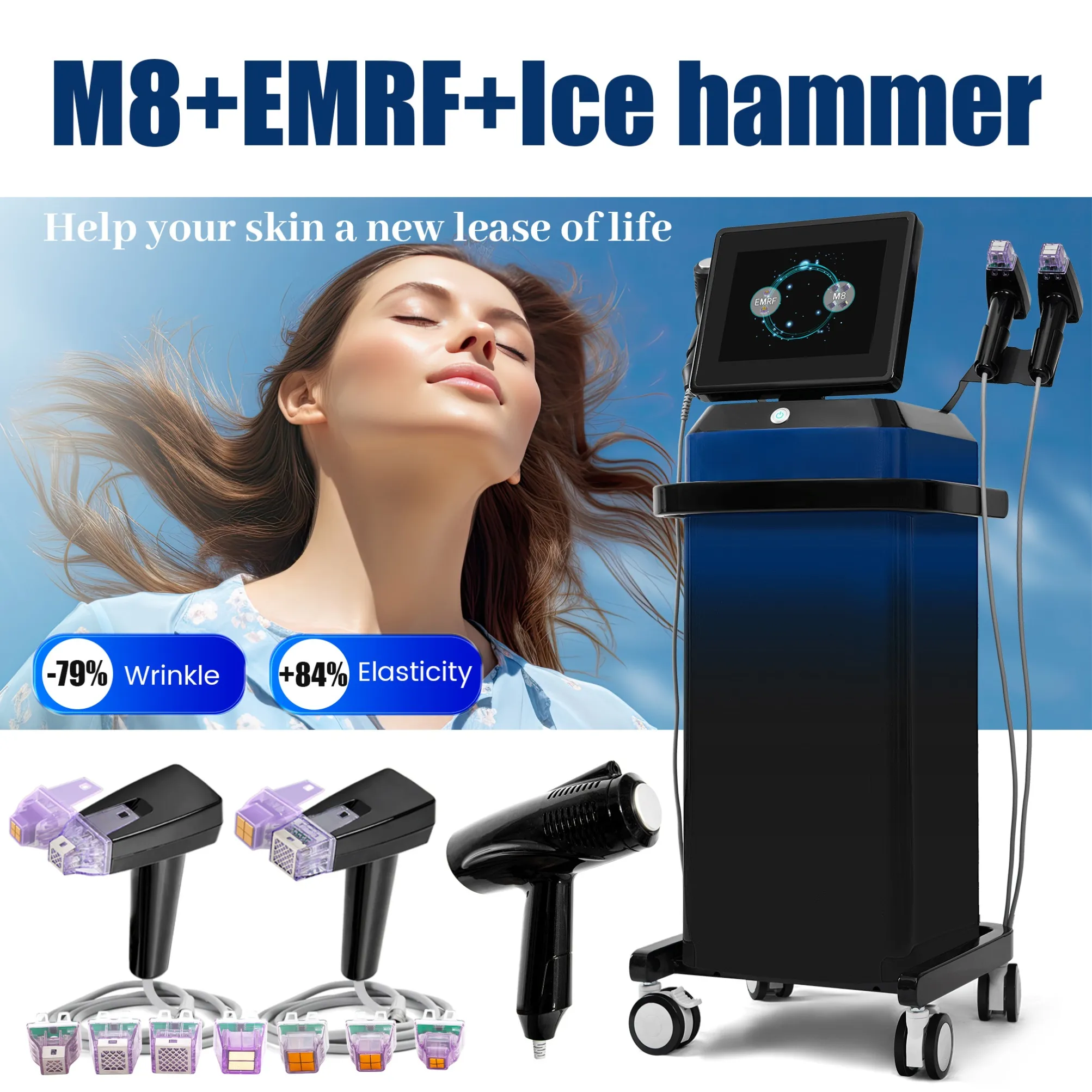 High Power 3 In 1 RF Microneedling Machine Cooling Hammer For Skin ...