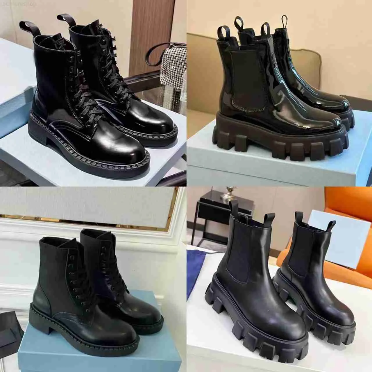 Designer Boots Luxury Patent Leather Calfskin Ankle Boots For Women ...