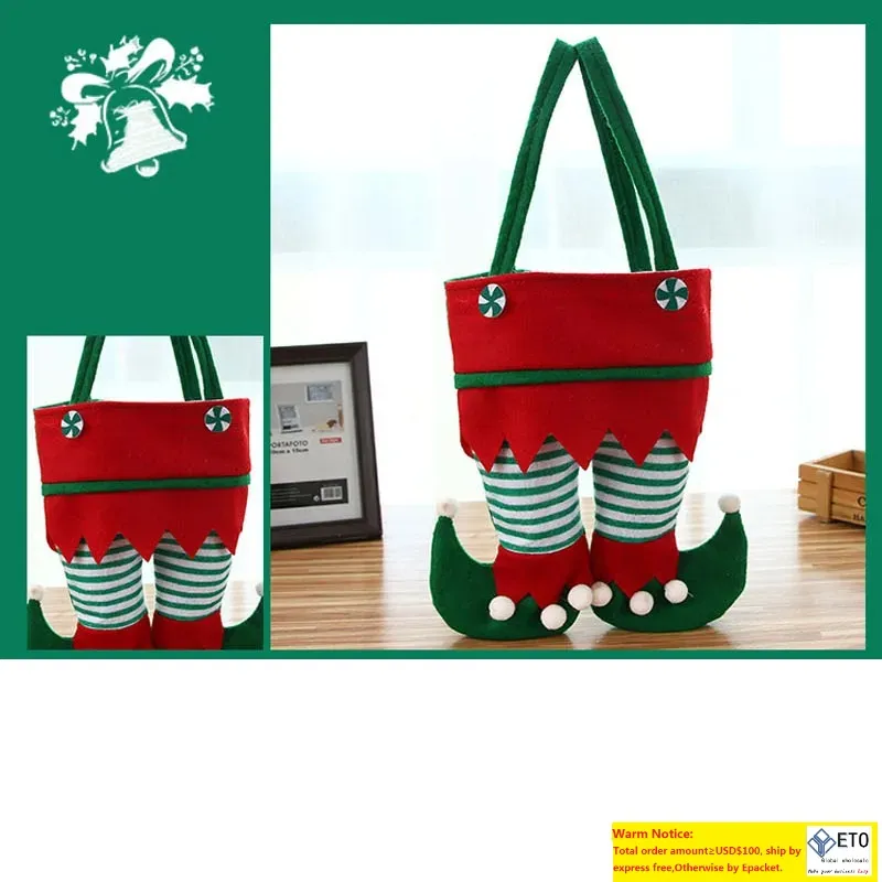 Christmas Elf Christmas Pants Stocking Candy Bag Non Woven Fabric For ...
