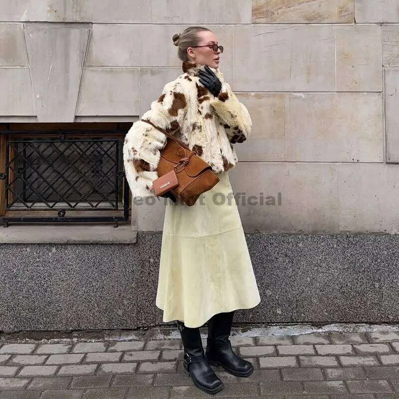 Faux Fur Coat Women Single Breasted Loose Regular Length Stand Collar ...