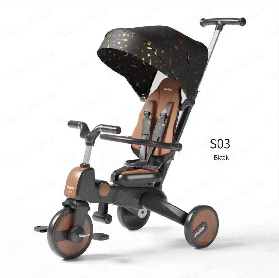 Childrens Tricycle Stroller Multifunction Folding Baby Stroller Three ...