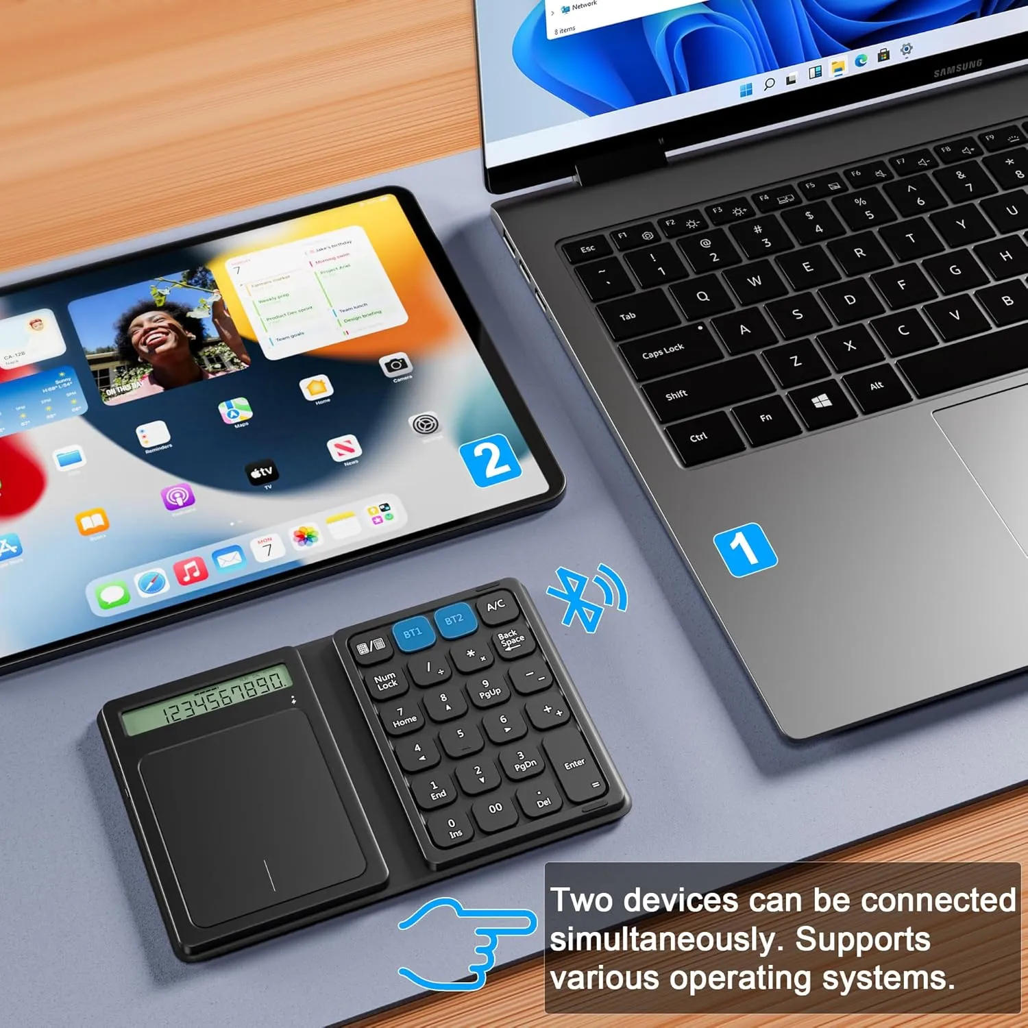 Leather Folding Portable Numeric Keypad with Bluetooth 5.0 and USB ...