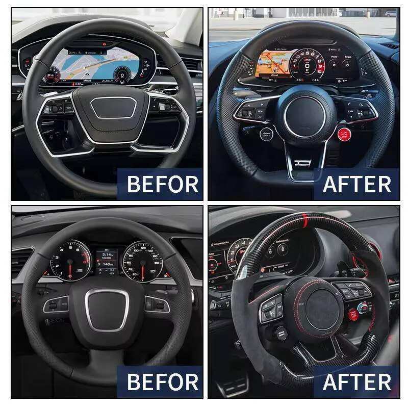 Custom Upgrade Volant Silver Trim Leather Steering Wheel 36 in for Audi ...