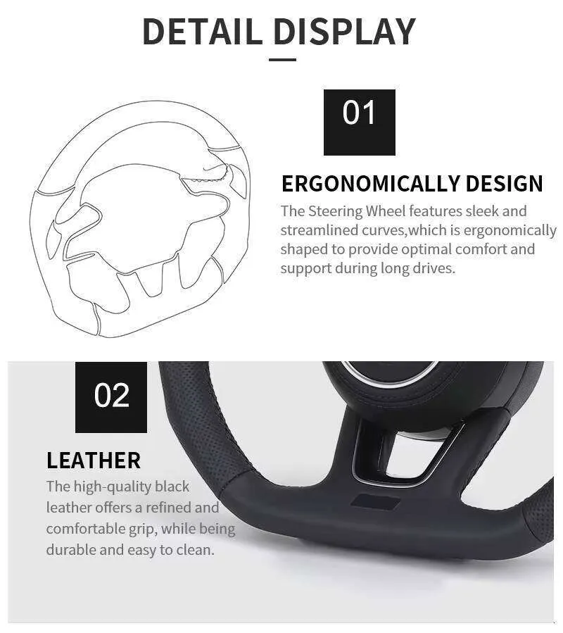 Custom Upgrade Volant Silver Trim Leather Steering Wheel 36 in for Audi ...