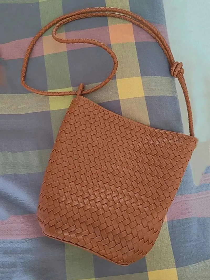 Bucket Beach Bag PU Leather Mini Size Zipper Closure Plain Pattern Four ...