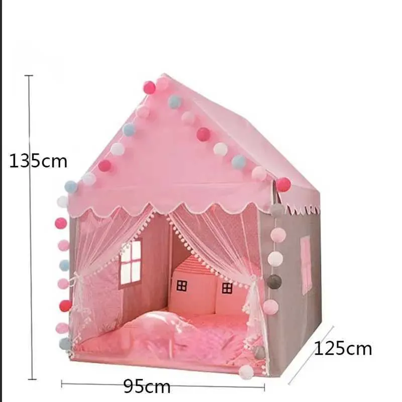 Large Kids Tents Tipi Playhouse Folding Pink Princess Castle Toy Tent ...