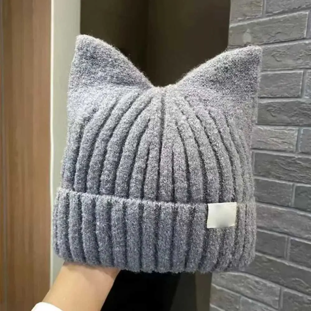 Knitted Velvet Brimless Beanie Hat with Cat Ears for Boys Winter Indoor ...