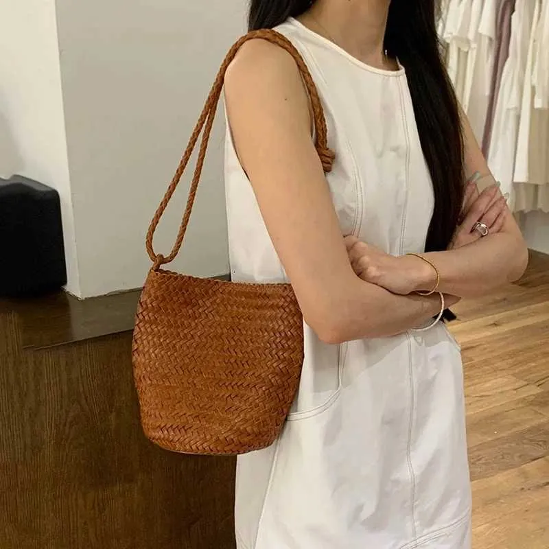 Bucket Beach Bag PU Leather Mini Size Zipper Closure Plain Pattern Four ...