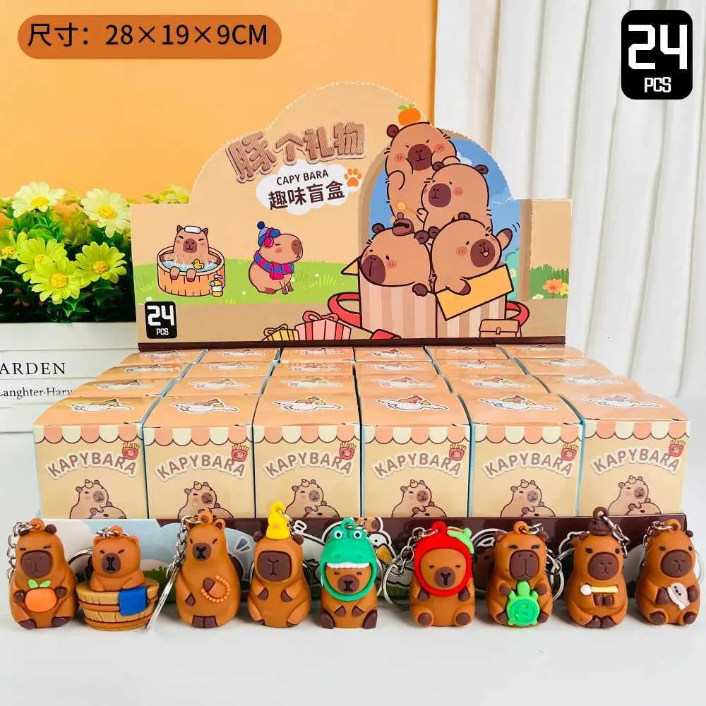 In Stock Capybara Blind Box Keychain Cute Snot Bear Figure Mystery Box ...
