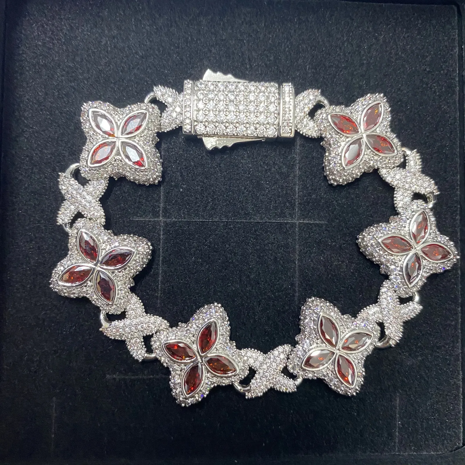 CZ Floral Infinity Chain Bracelet Gold Multi-Color 5A Rainbow Cubic ...