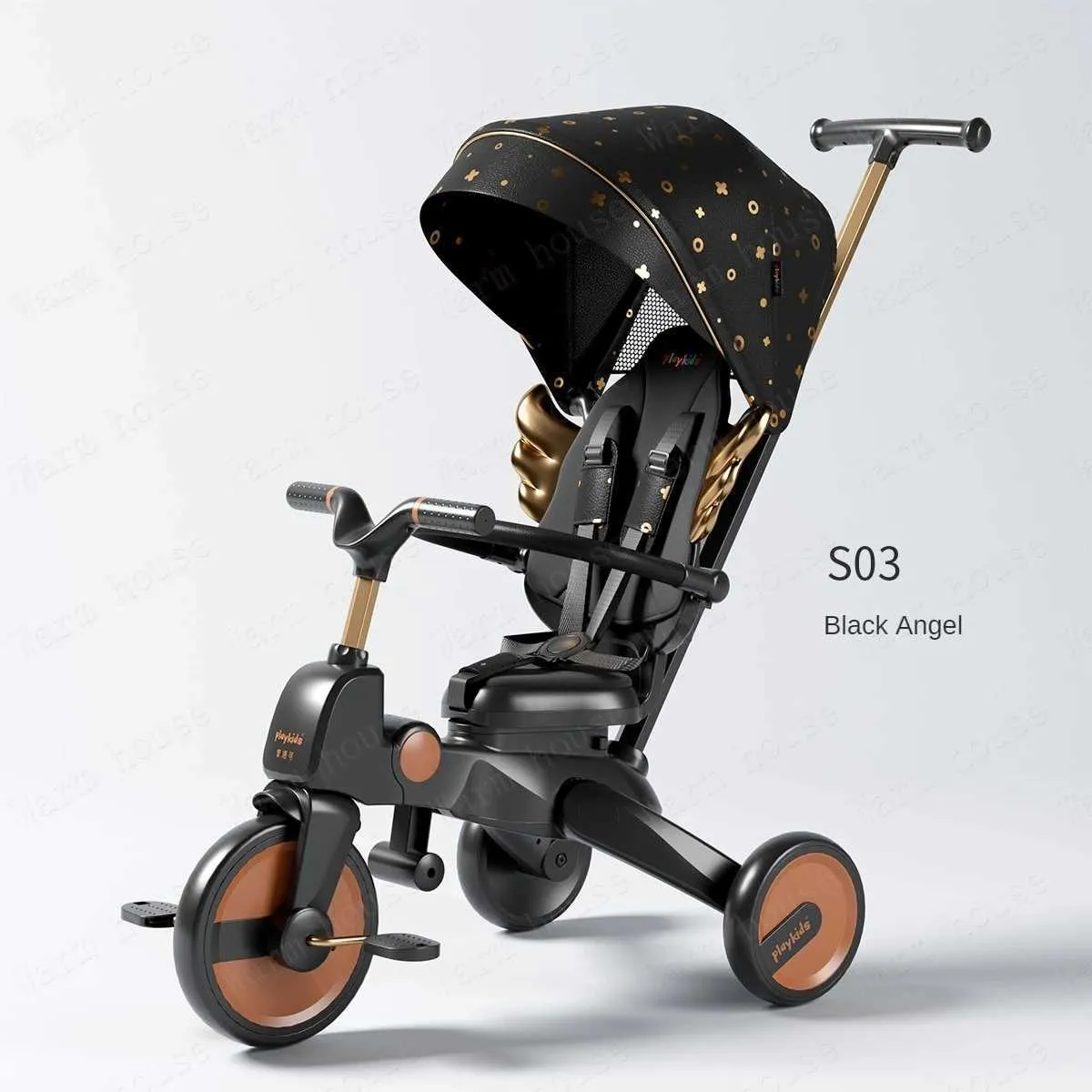 Childrens Tricycle Stroller Multifunction Folding Baby Stroller Three ...
