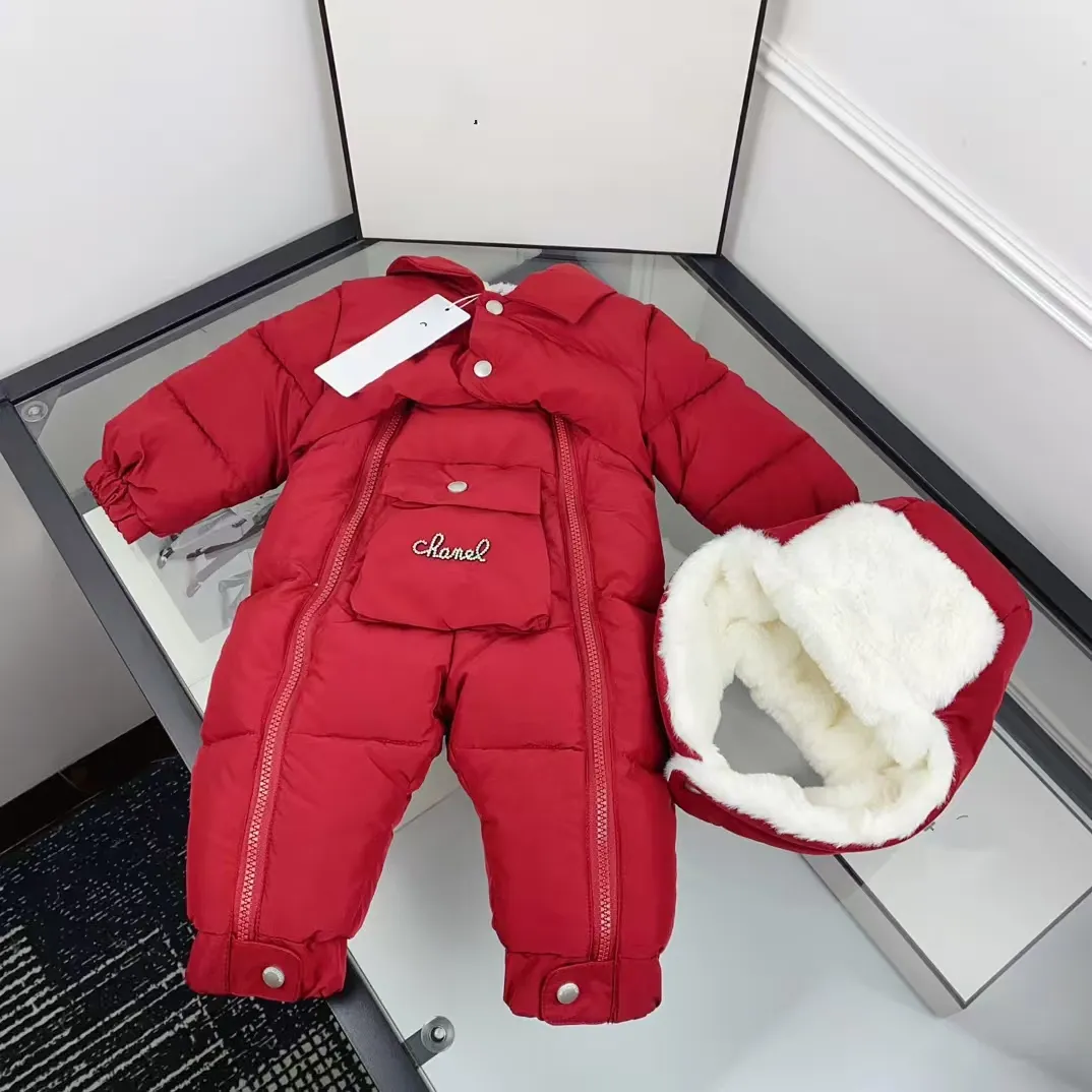 Newborn baby jumpsuit winter down jacket with hooded collar Bear ...