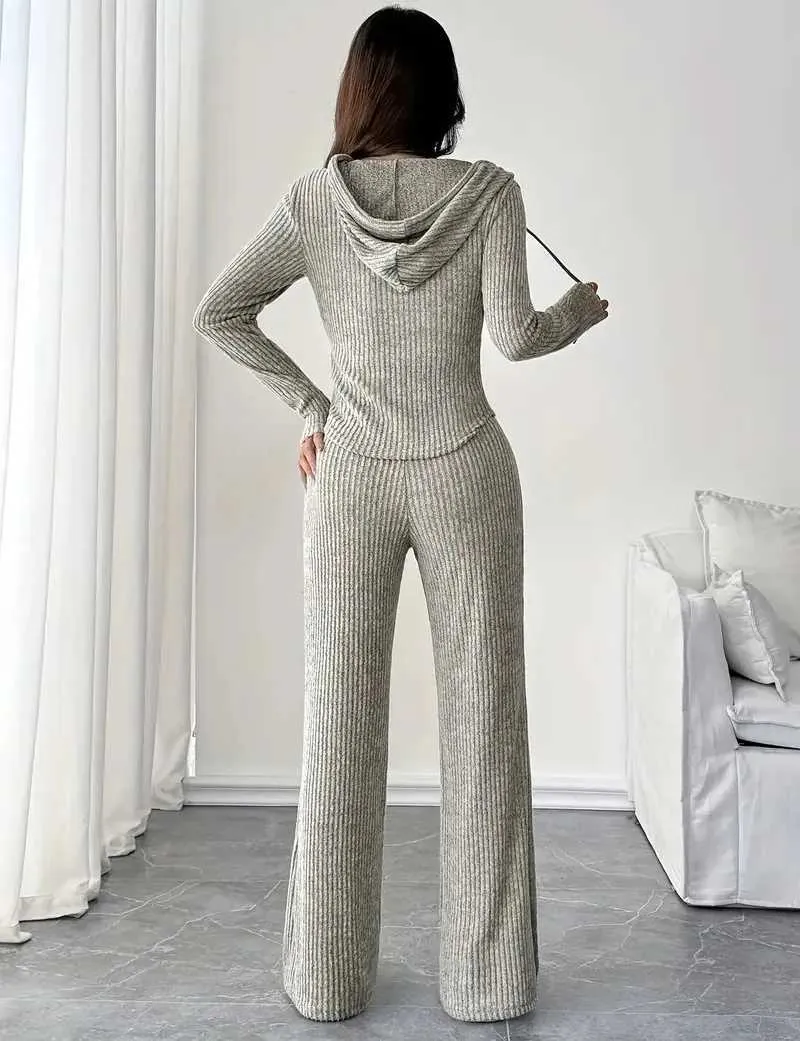 Solid Color Casual Slim Womens Pants Sets Two Piece Viscose Sport Suit ...