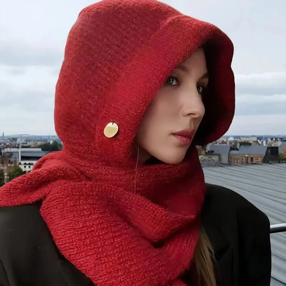 Knitted Hooded Caps Silk Knit Balaclava Beanie for Men and Women Winter ...