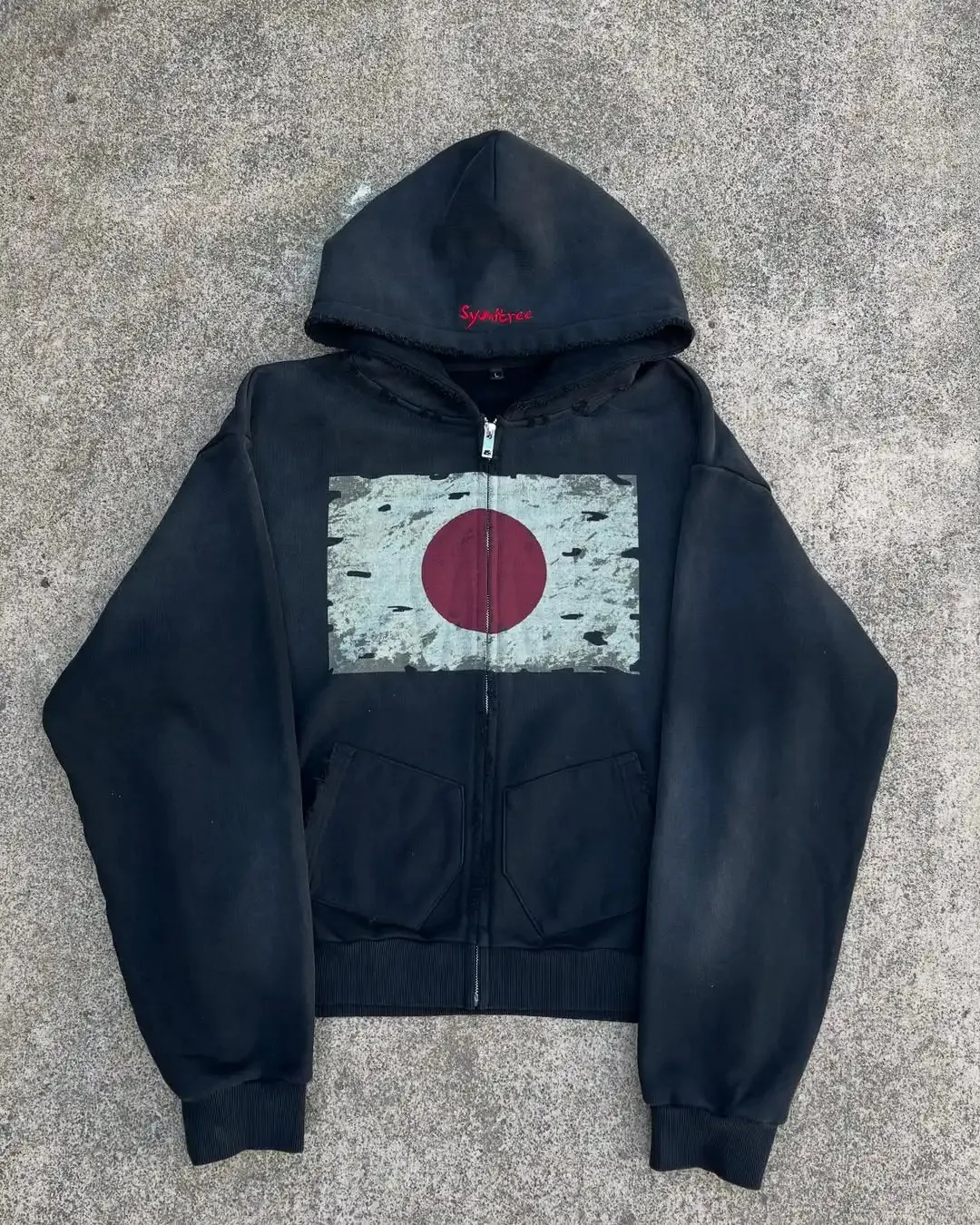 Y2K Hiphop Sweatshirt Hooded Full Opening Pullover Japanese Streetwear ...