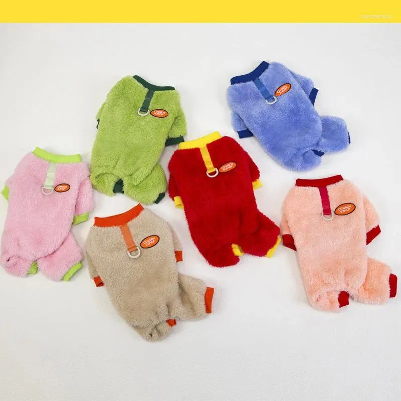 6-Color Dog Winter Clothes Fleece Bodysuit Overalls with Buckle Closure ...