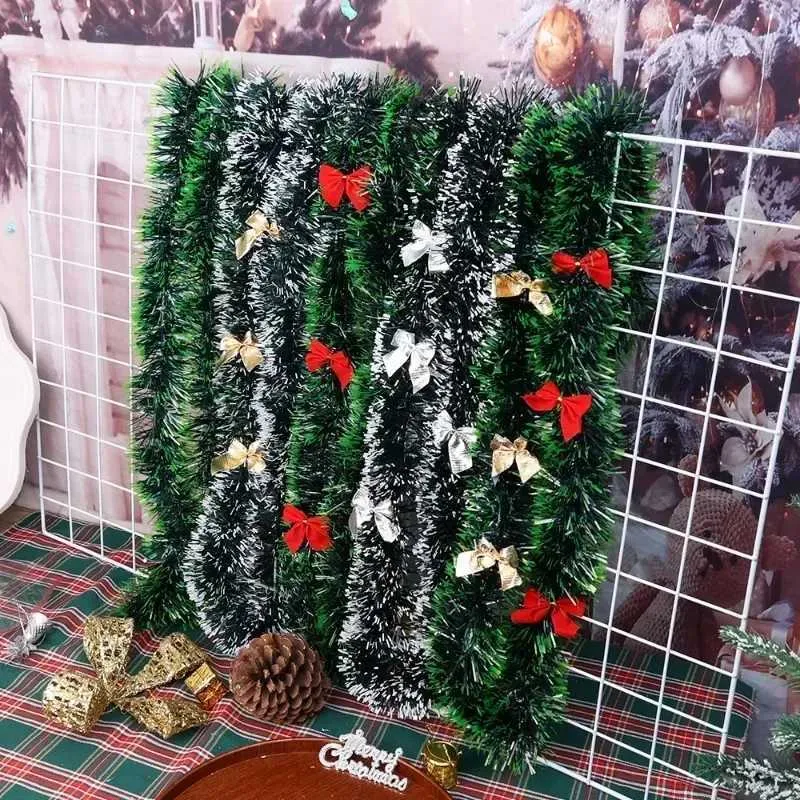 2M Metal Candy Cane Ribbon Garland Beige Christmas Tree Ornament for ...