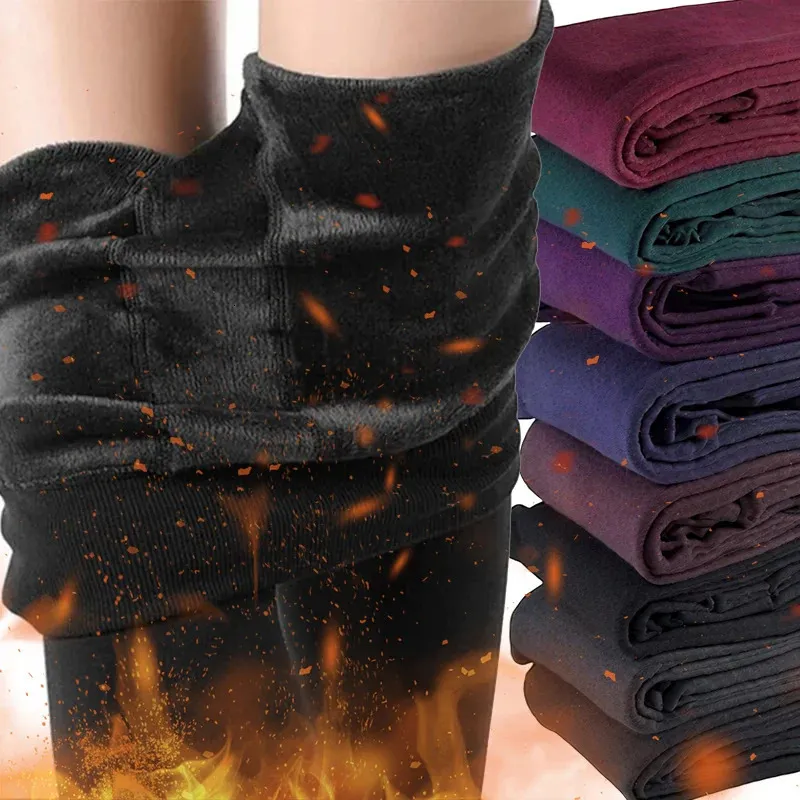2025 Winter Thick Fleece Stocking Leggings for Women Girls Thermal High ...