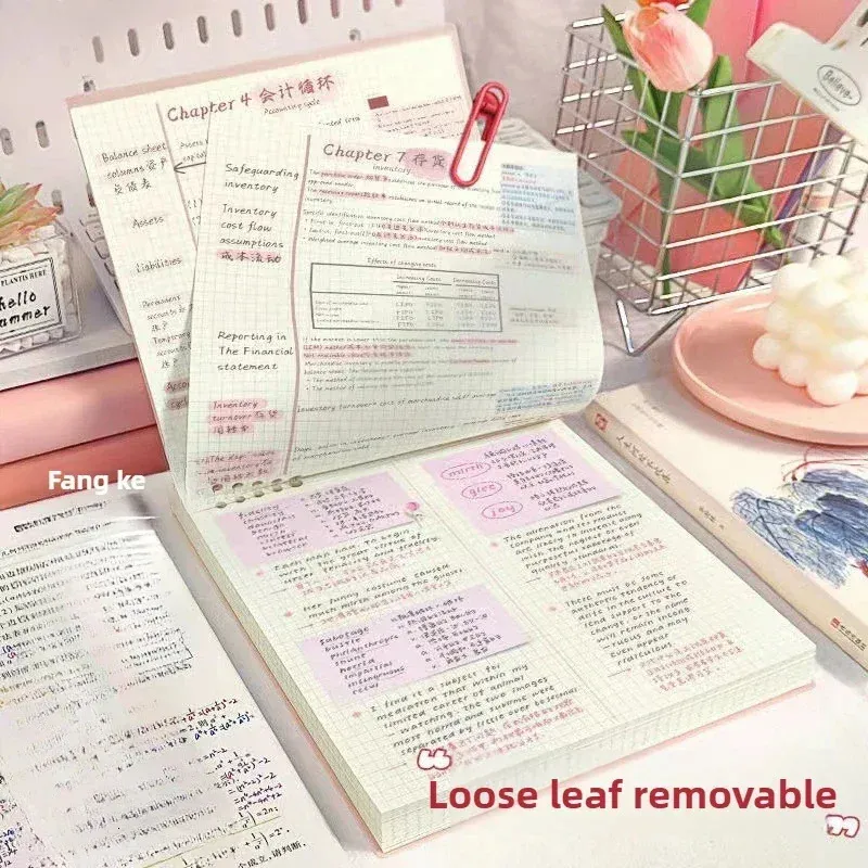 Flip Notepad Grid Notebook B5 Leaf Writing Sketch Book Journal Office ...
