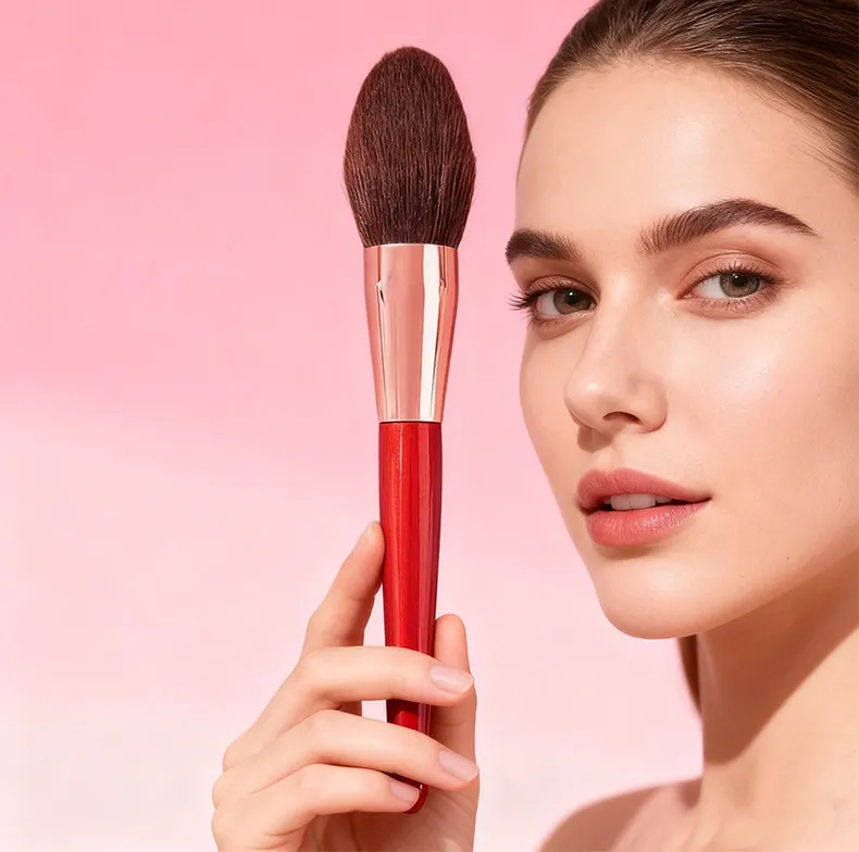 Single Large Loose Powder Brush with Wool Fiber Bristles and Wooden ...