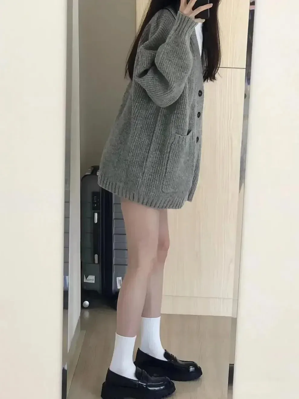 Preppy Style Womens Acetate Knit Sweater Cardigan Loose Fit V-neck ...