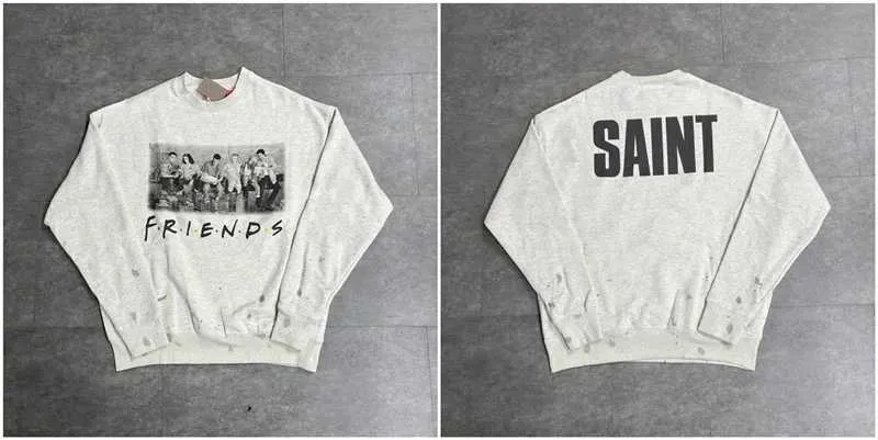 High Street Retro Letter Printed Men Women Knit Loose Long Sleeve V ...