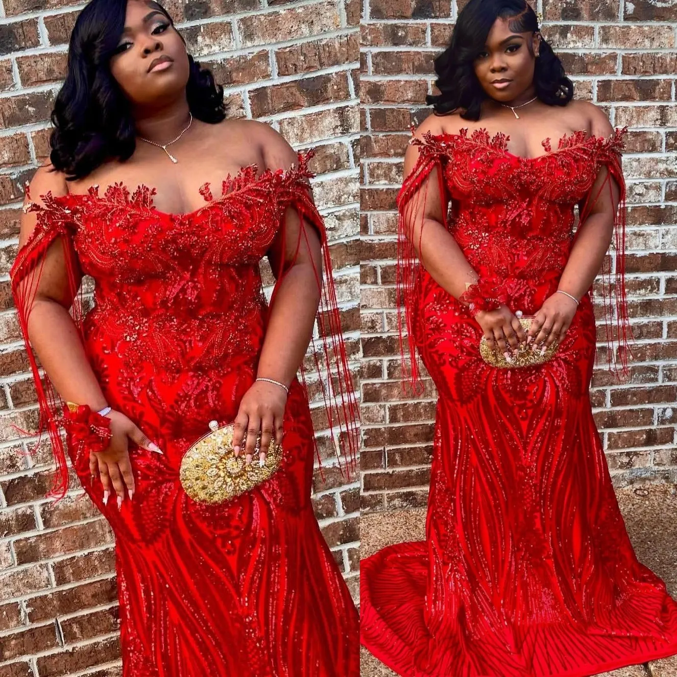 Red Lace-Up Mermaid Prom Dress 2026 Sweetheart Sequined Crystal Beaded ...