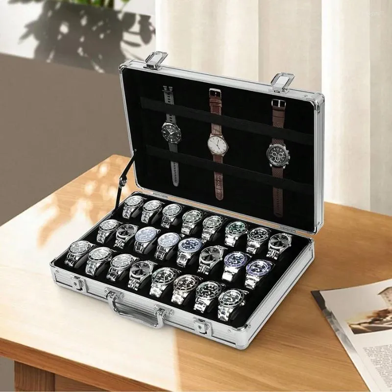 Watch Boxes Aluminum Lockable Storage Case With Soft Cushion 24 Or 32 ...