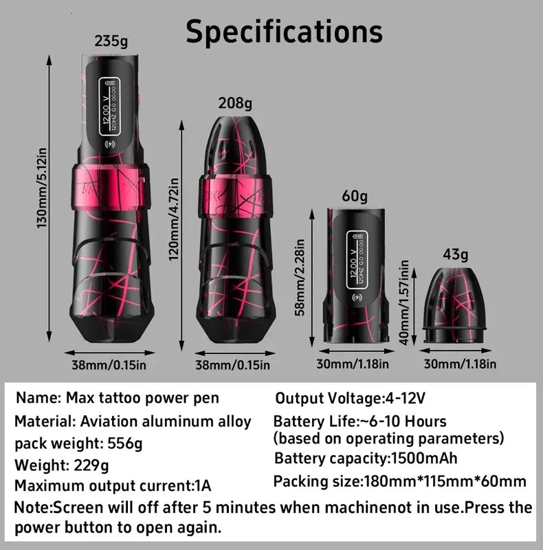 YILONG Fluk MAX Professional Tattoo Machine 2400mAh Battery Wireless ...