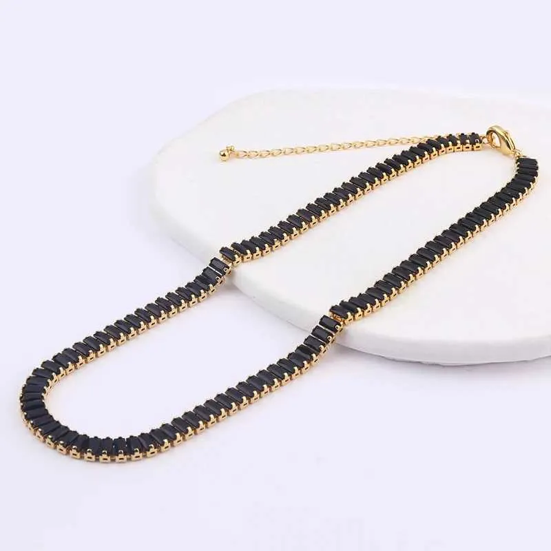 Colorful CZ Tennis Necklace 5R Rope Chain Copper Choker with Gray Cubic ...