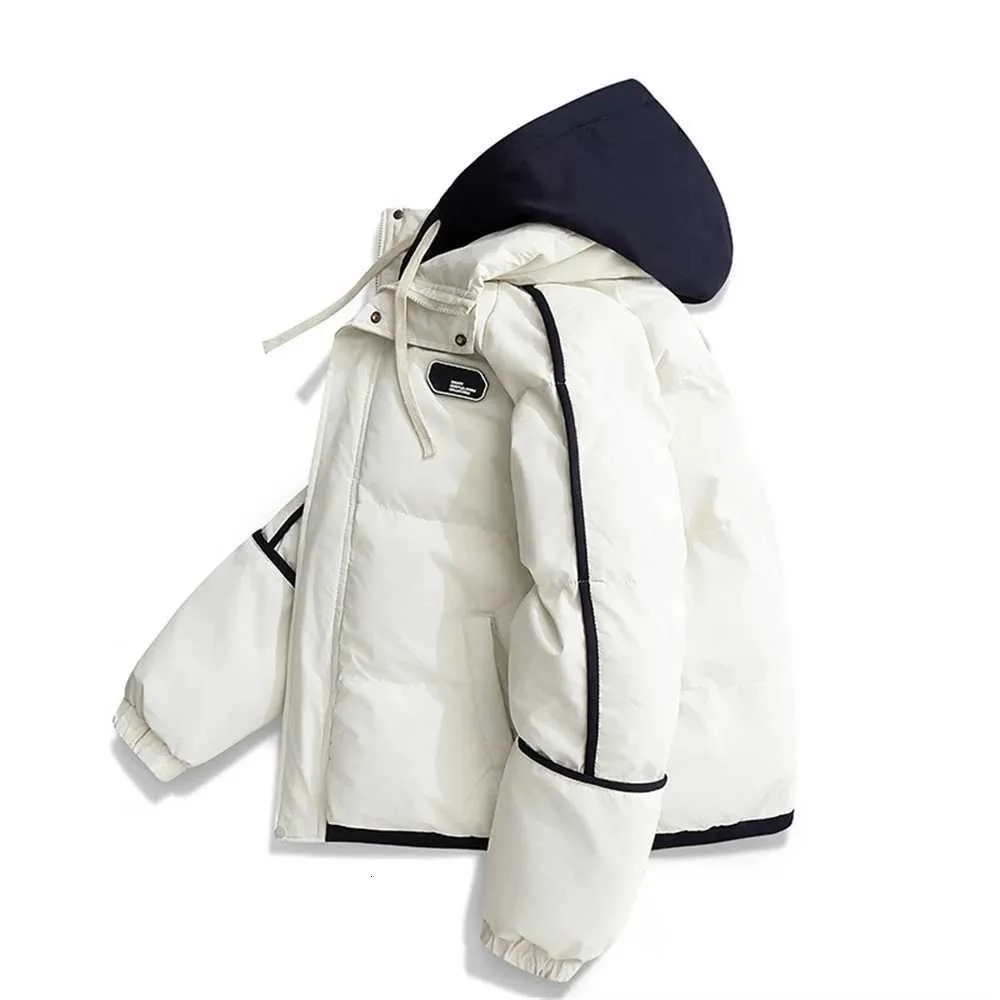 Men's and women's winter cotton jacket with hood, 60% white duck down ...