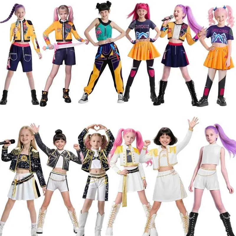 KPop Singing Suit Costume For Girls Black And Gold Cosplay Uniform For ...