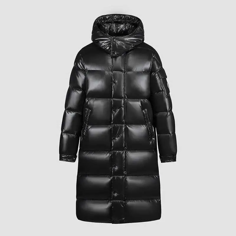 Classic Mens Long-Length Duck Down Puffer Jacket with Hood, Windproof ...