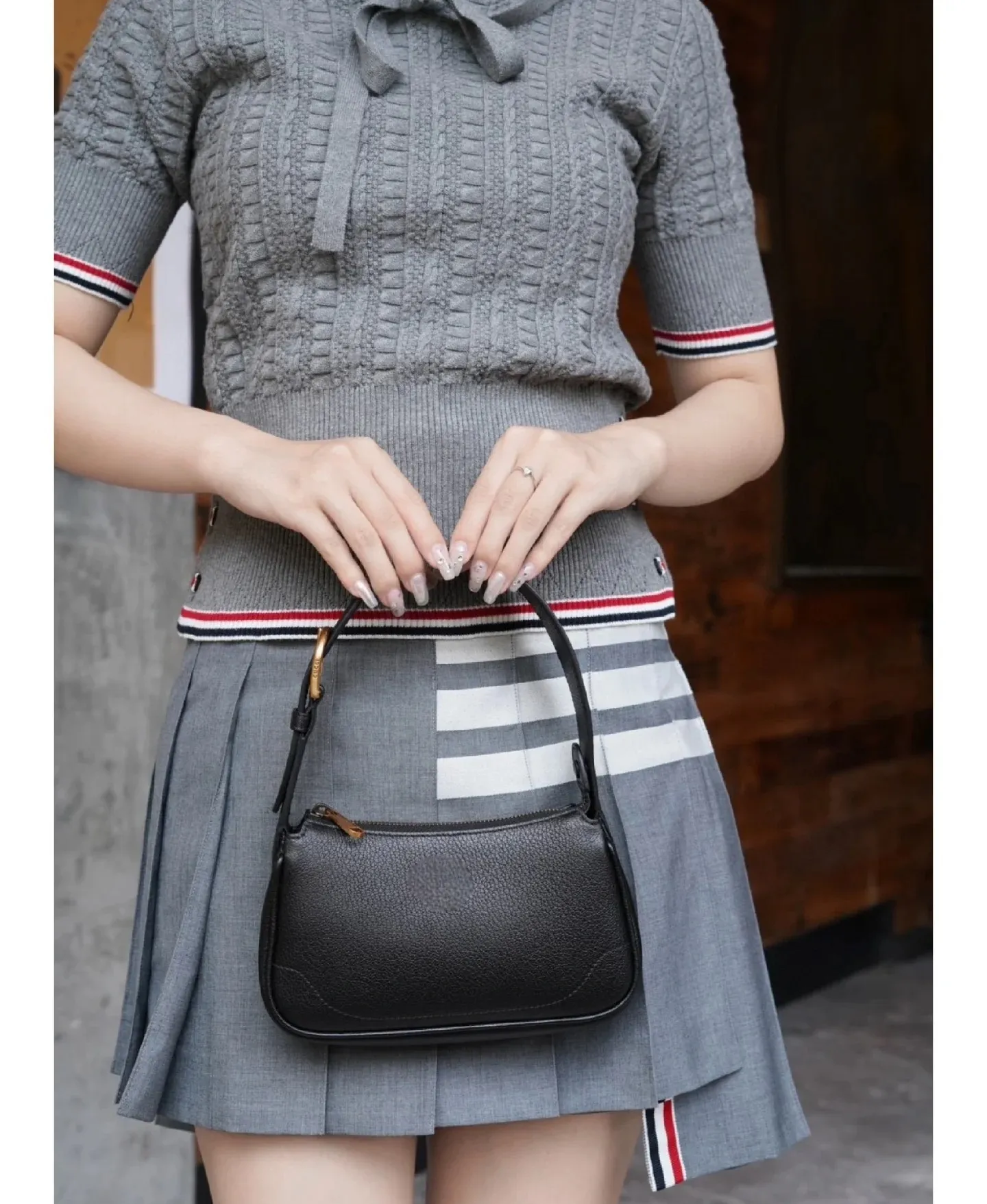 Crossbody Shoulder Bag Mini Half Moon Shape PU Material Zipper Closure ...