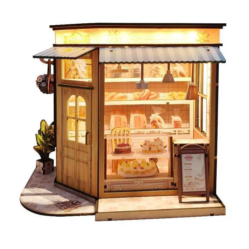 DIY Wooden Bakery House Cottage Miniature Kit 5 in Assembled Casa for ...